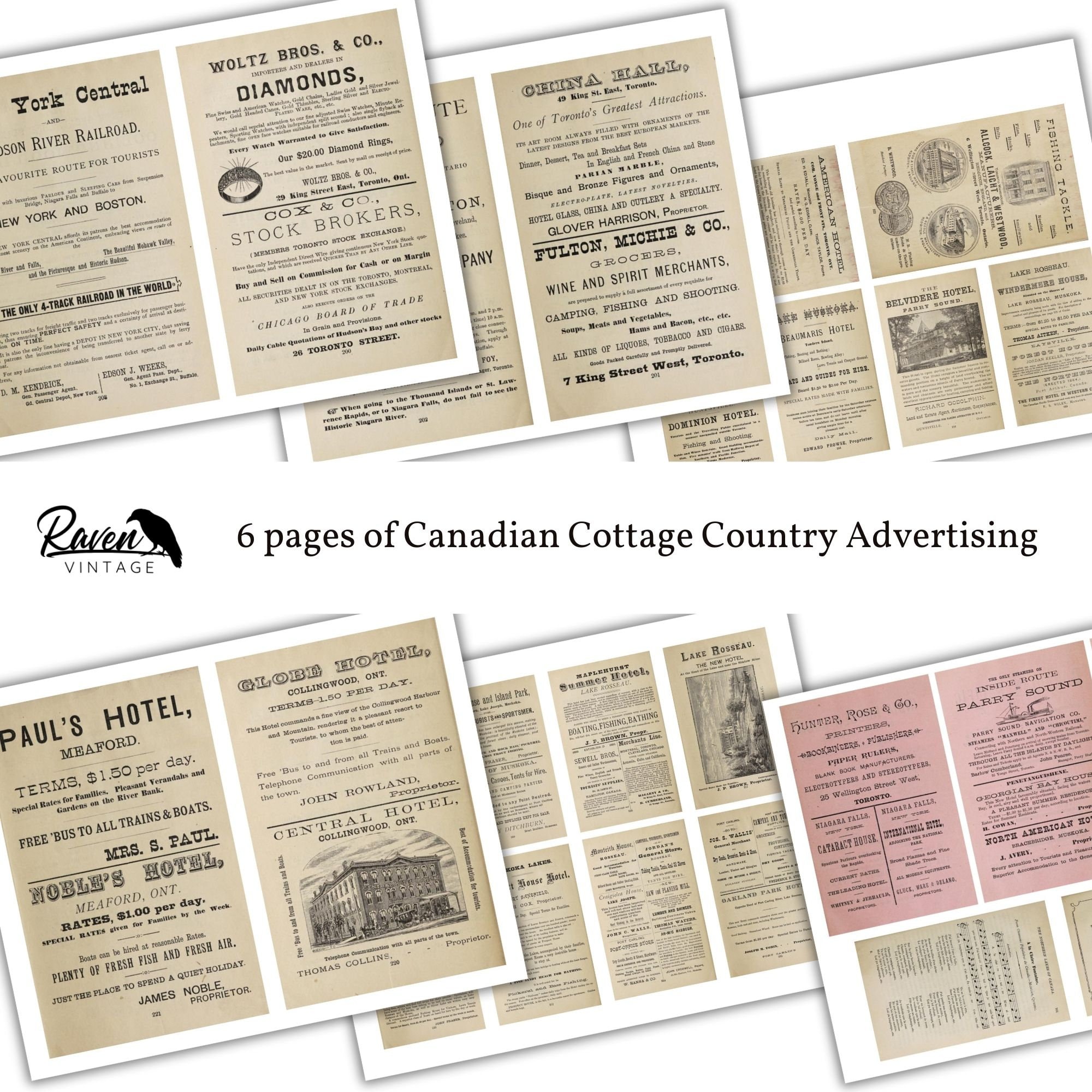 Cottage Country Printable Vintage Ephemera Bundle for Junk Journals ...