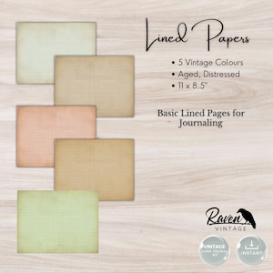 Basic Journal Papers - Junk Journal Printable, Digital Kit, 5 of Each ...