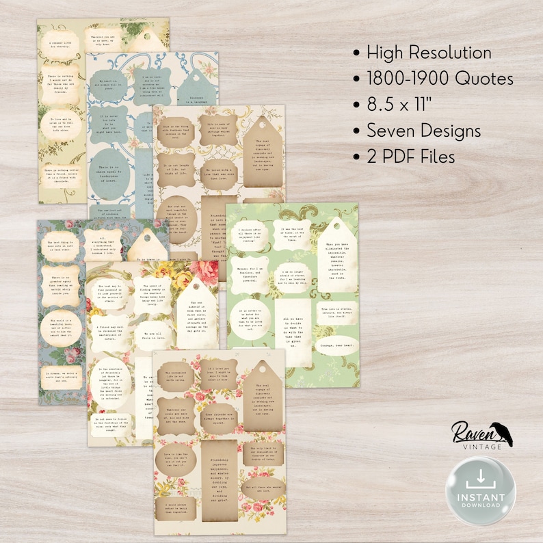 Vintage Literary Quotes Printable – Typewriter Font, Junk Journal ...