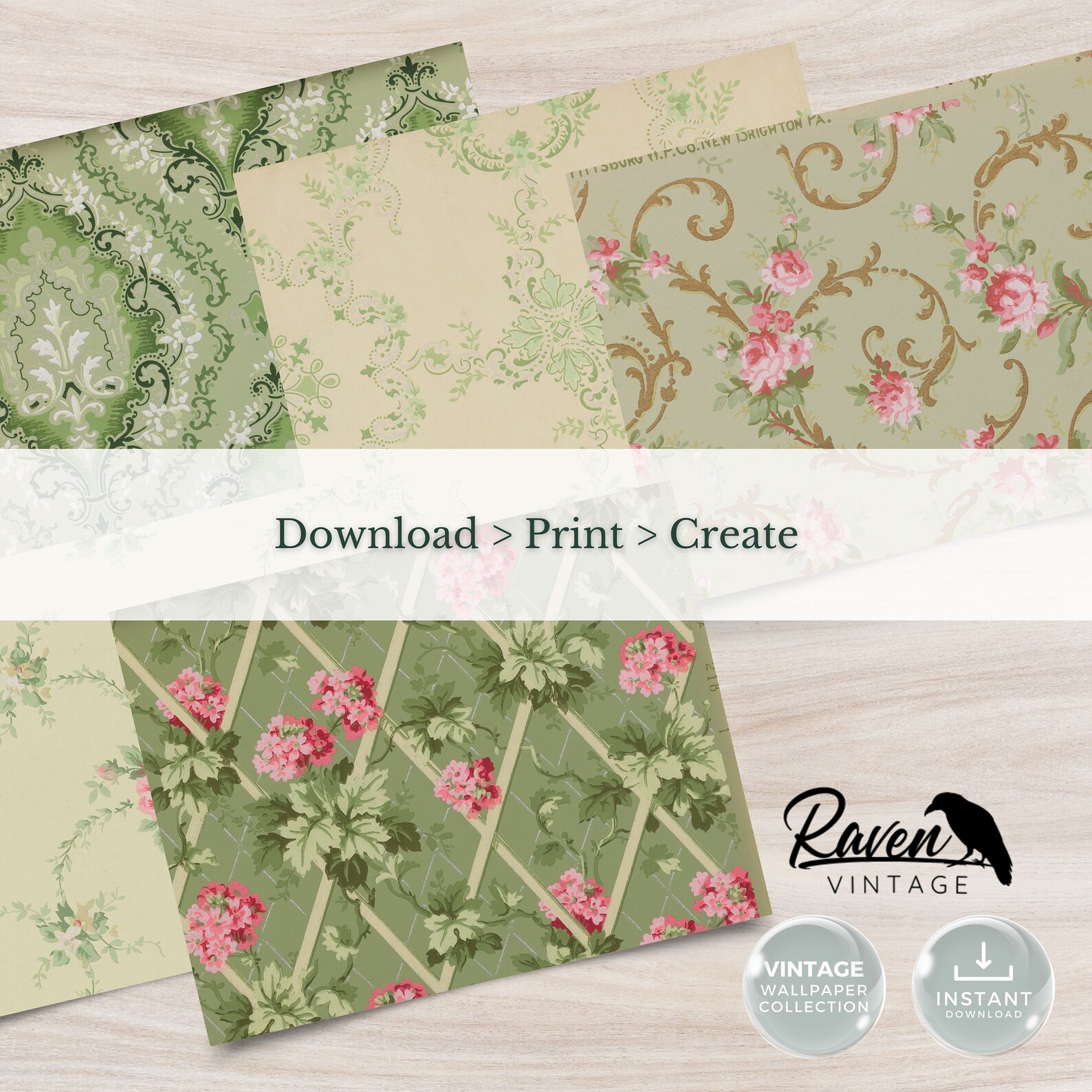 Timeless Trellis Vintage Wallpaper, Junk Journal Digital Paper, Pink ...