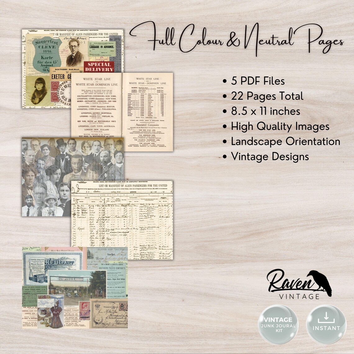 Travel Bug - Junk Journal Kit Printable Vintage Papers and Ephemera ...
