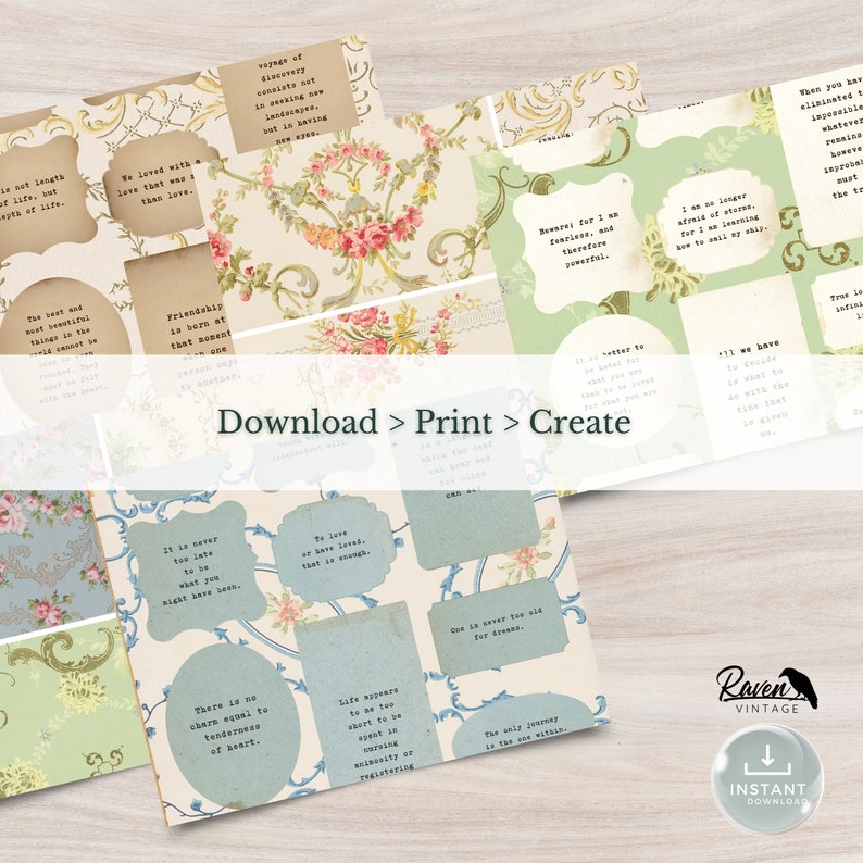 Vintage Literary Quotes Printable – Typewriter Font, Junk Journal ...