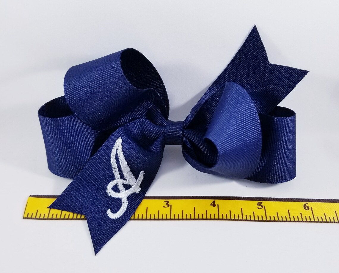 Embroidered Medium Initial Bow | Etsy