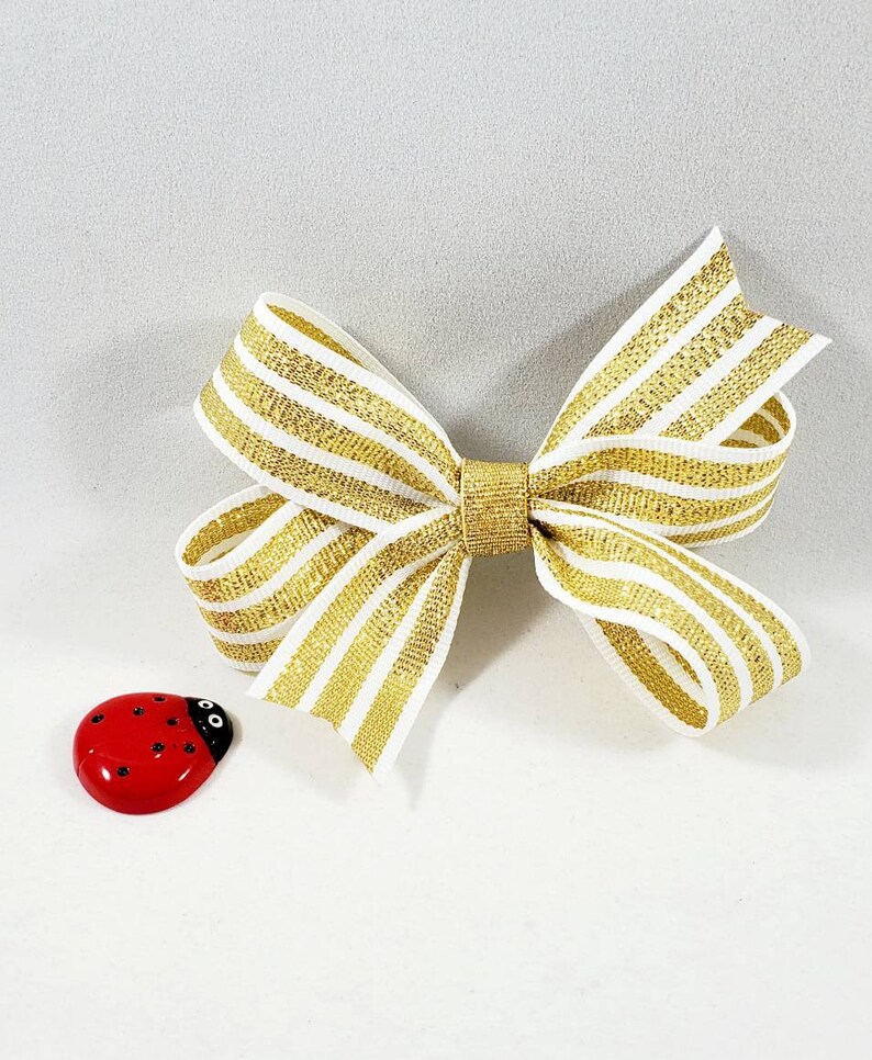 Gold & Silver Striped Small Bows | Etsy