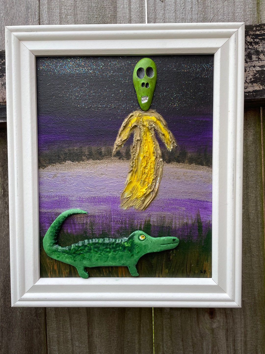 Alien & Alligator Original 8x10 Artwork - Etsy