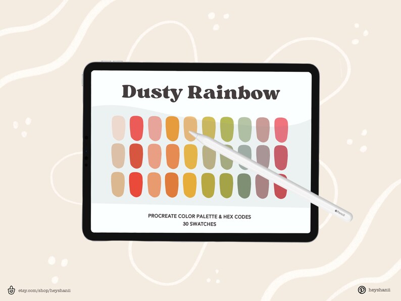 Muted Rainbow Color Palette | Procreate Color Palette | Digital Planner ...