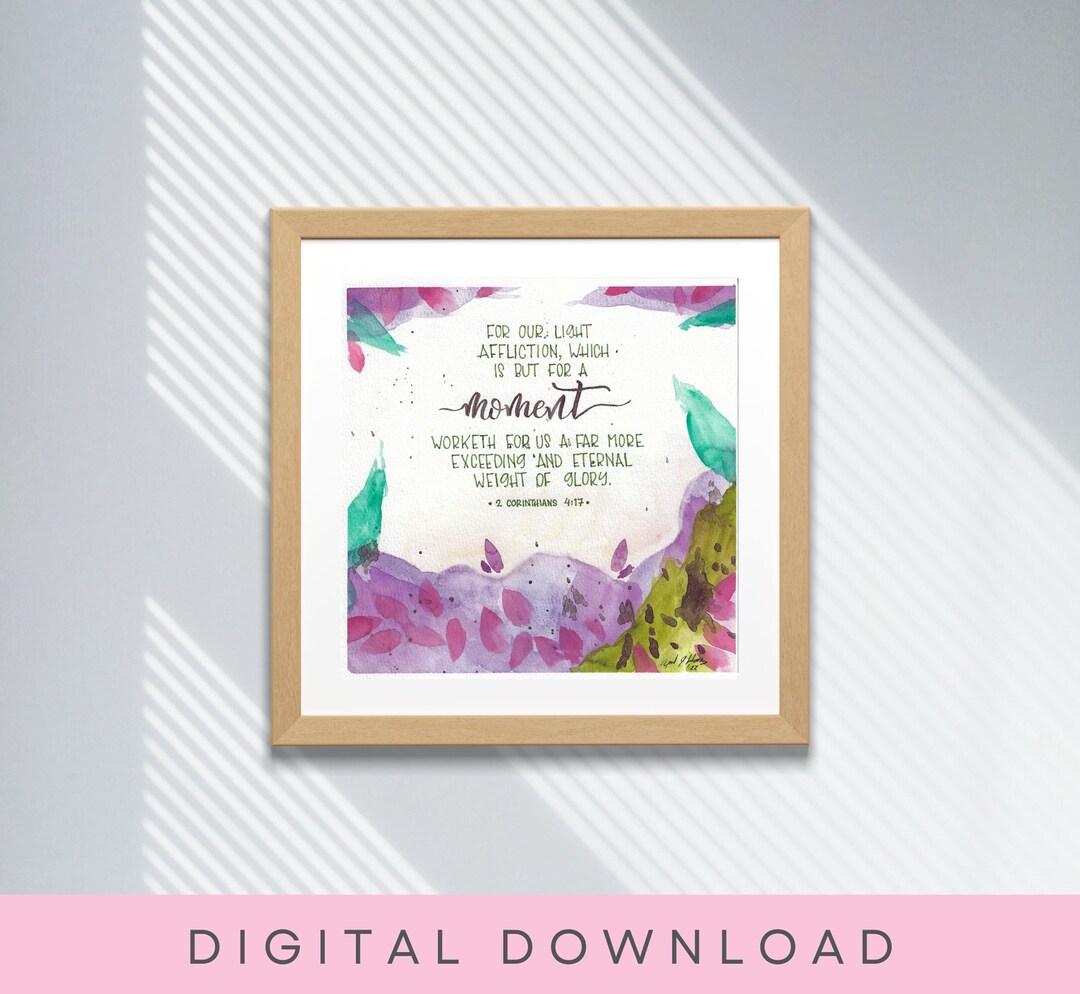 Digital Download, for Our Light Affliction, Bible Verse Printable ...