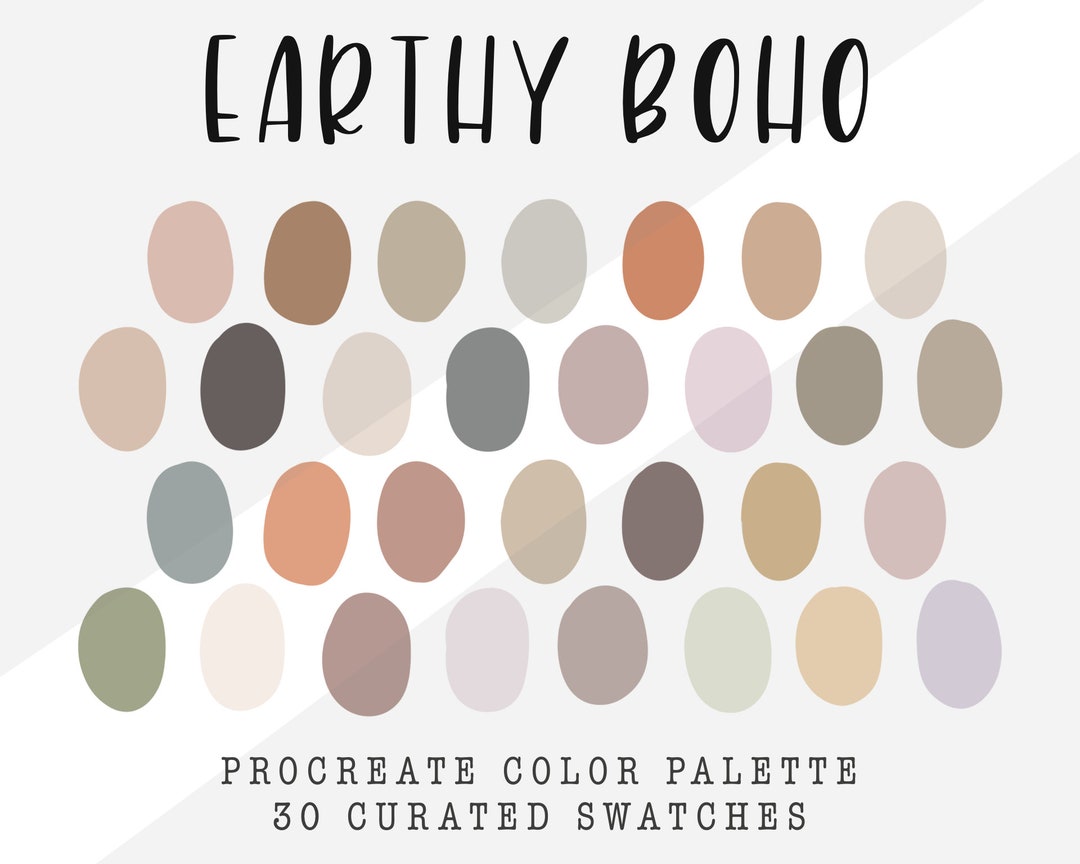 Earthy Boho | Procreate Color Palette | 30 Color Swatches | iPad ...