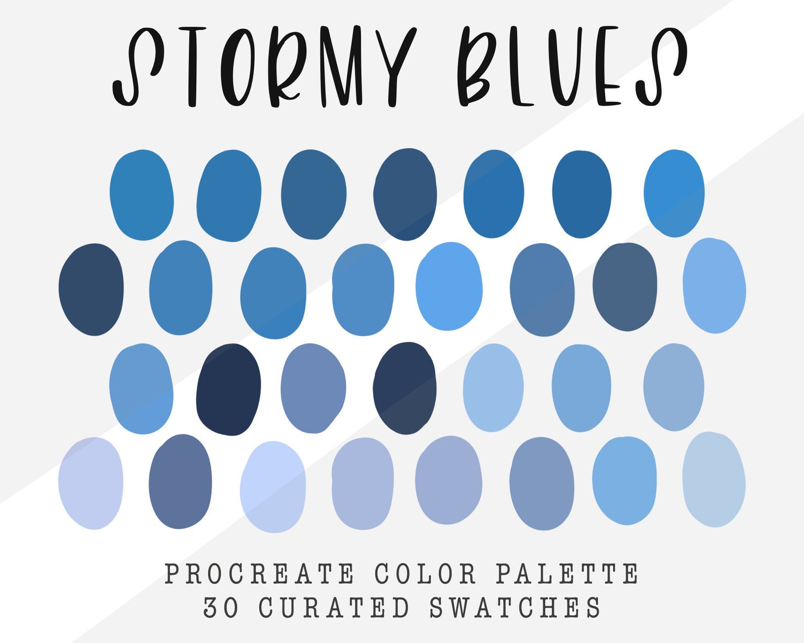 Stormy Blues | Procreate Color Palette | 30 Color Swatches | iPad ...