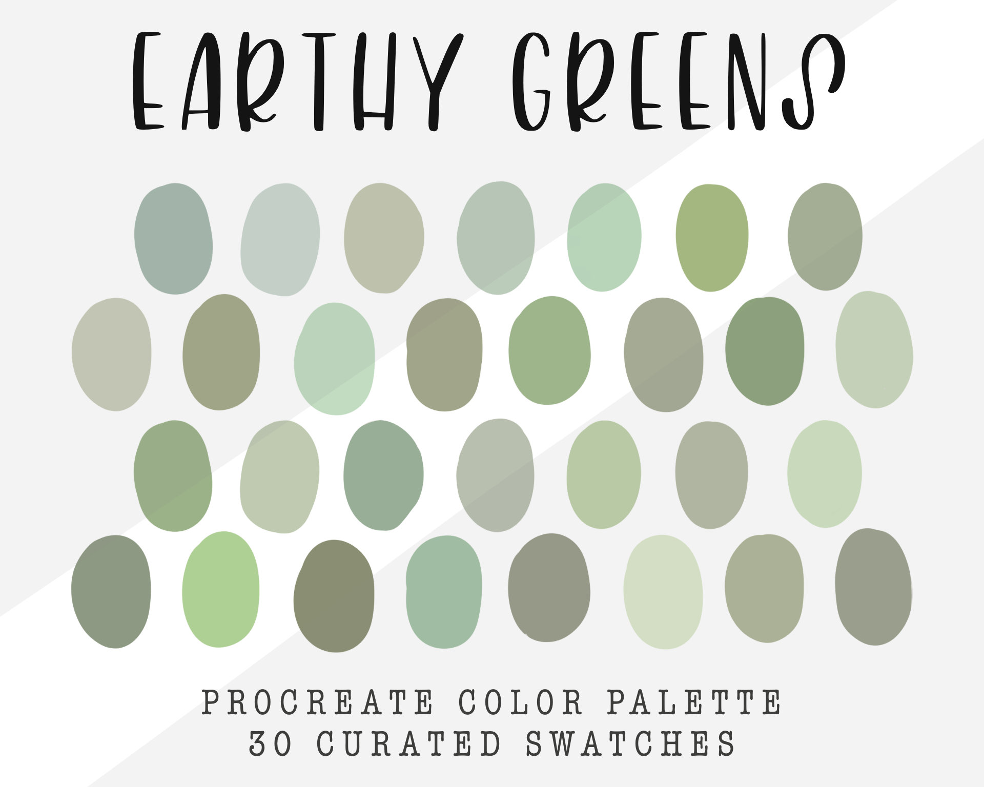Earthy Greens | Procreate Color Palette | 30 Color Swatches | iPad ...