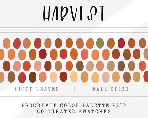 Harvest Procreate Color Palette Pair 60 Color Swatches | Etsy