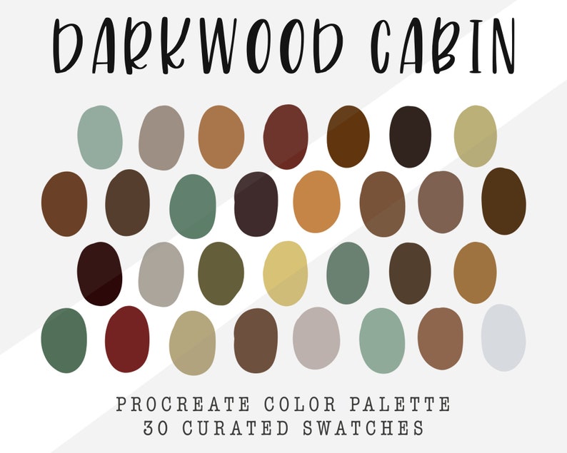 Darkwood Cabin | Procreate Color Palette | 30 Color Swatches | iPad ...