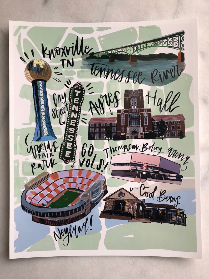 University of Tennessee Knoxville Map Print | Vols Map | UT Print ...