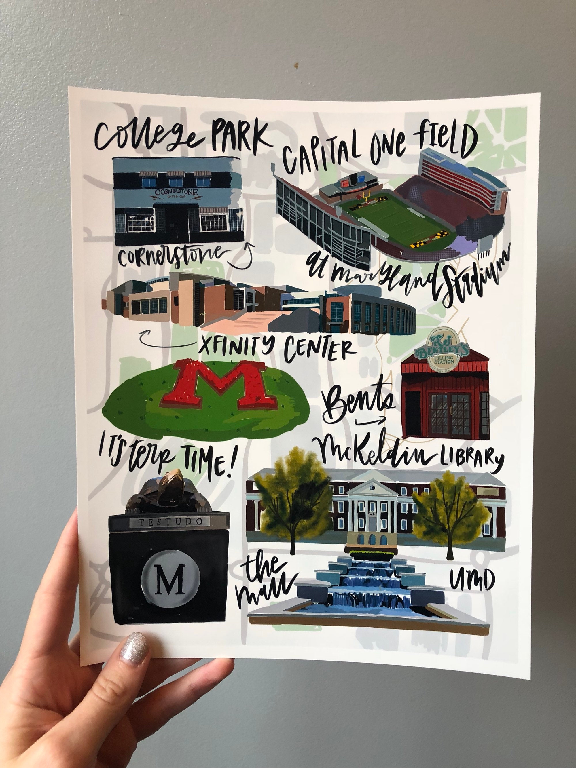 University of Maryland College Park Map - UMD Graduation Print - Etsy