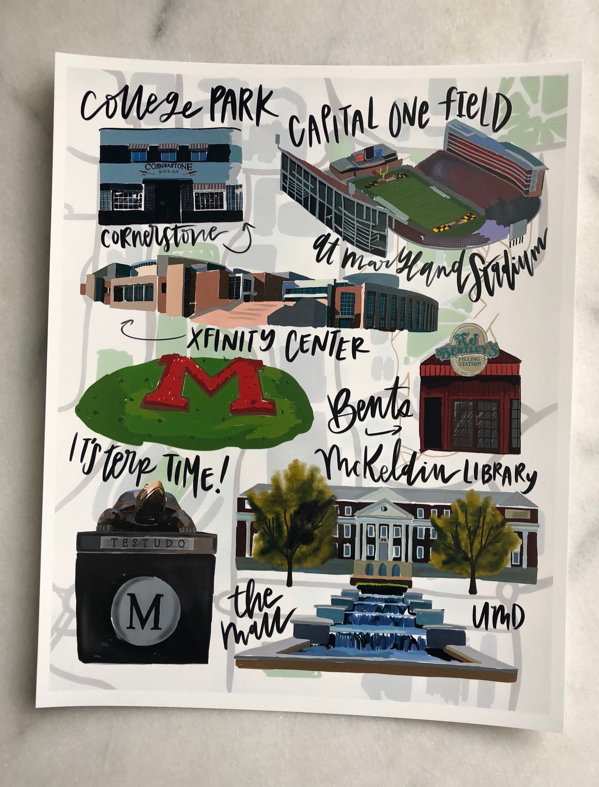 University of Maryland College Park Map - UMD Graduation Print - Etsy