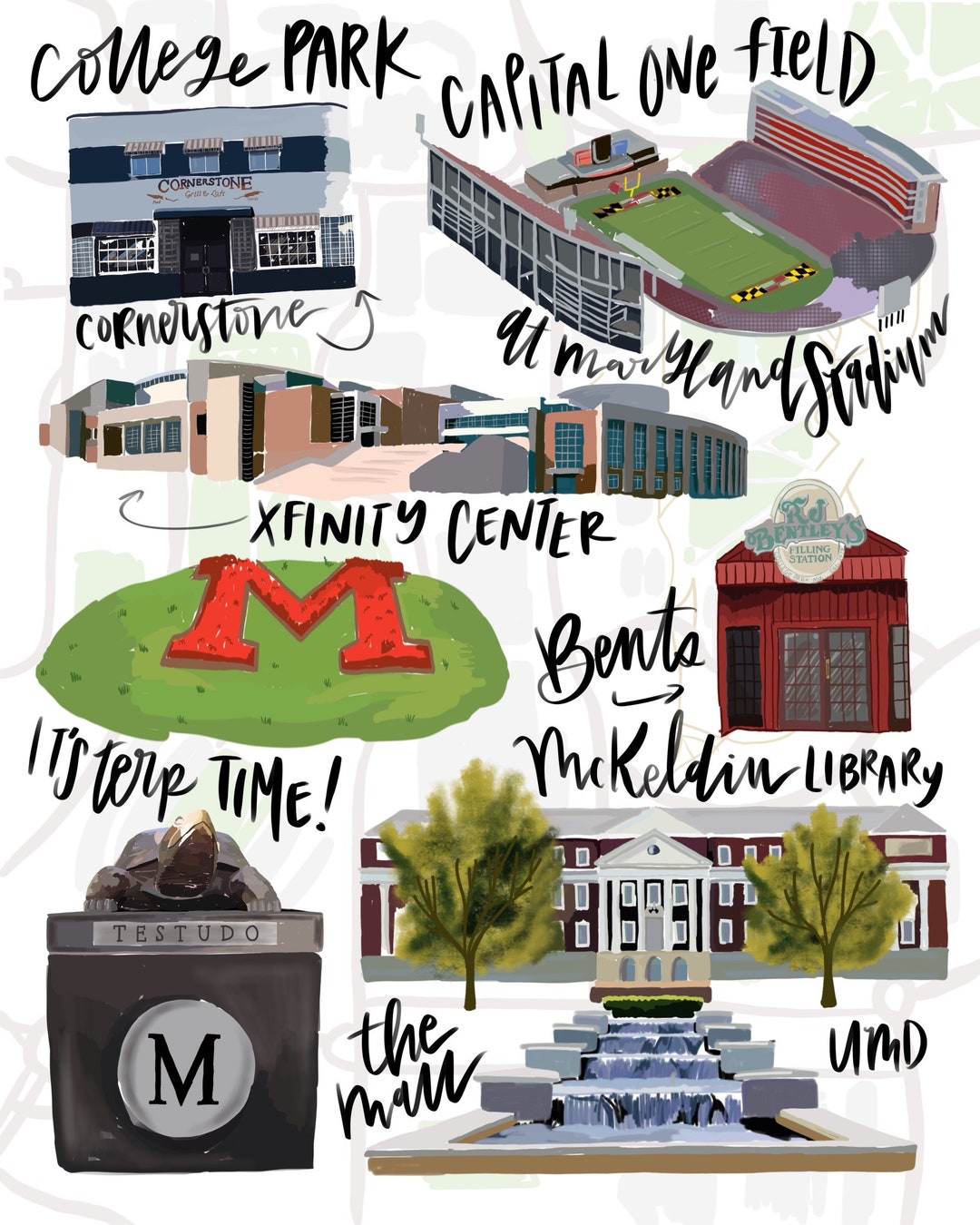 University of Maryland College Park Map - UMD Graduation Print - Etsy