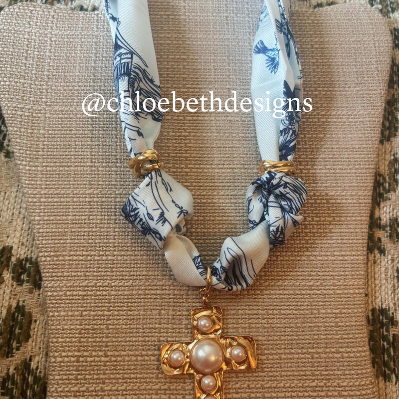 Scarf Necklace With Charm - Etsy