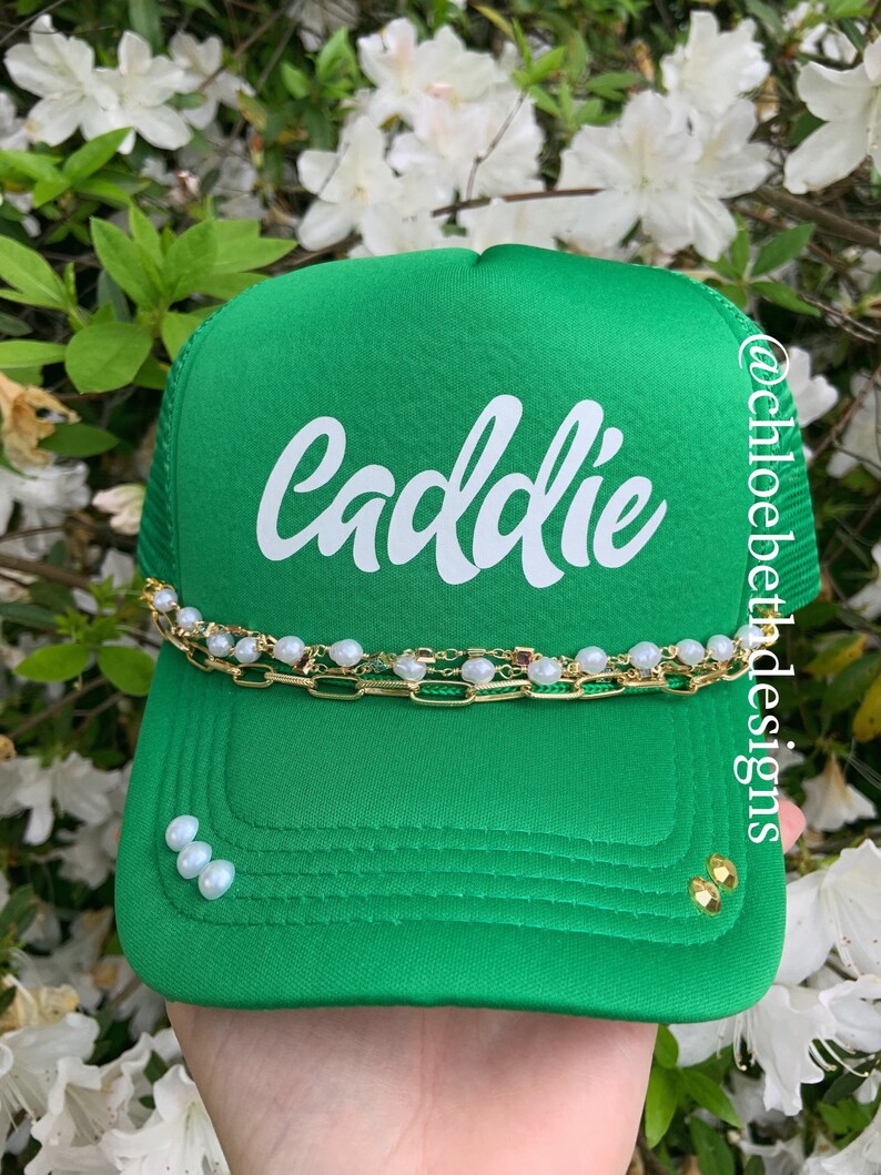 Women's Kelly Green Trucker Hat Golf Hat, Caddie Hat, Hat Chains, Pearl ...
