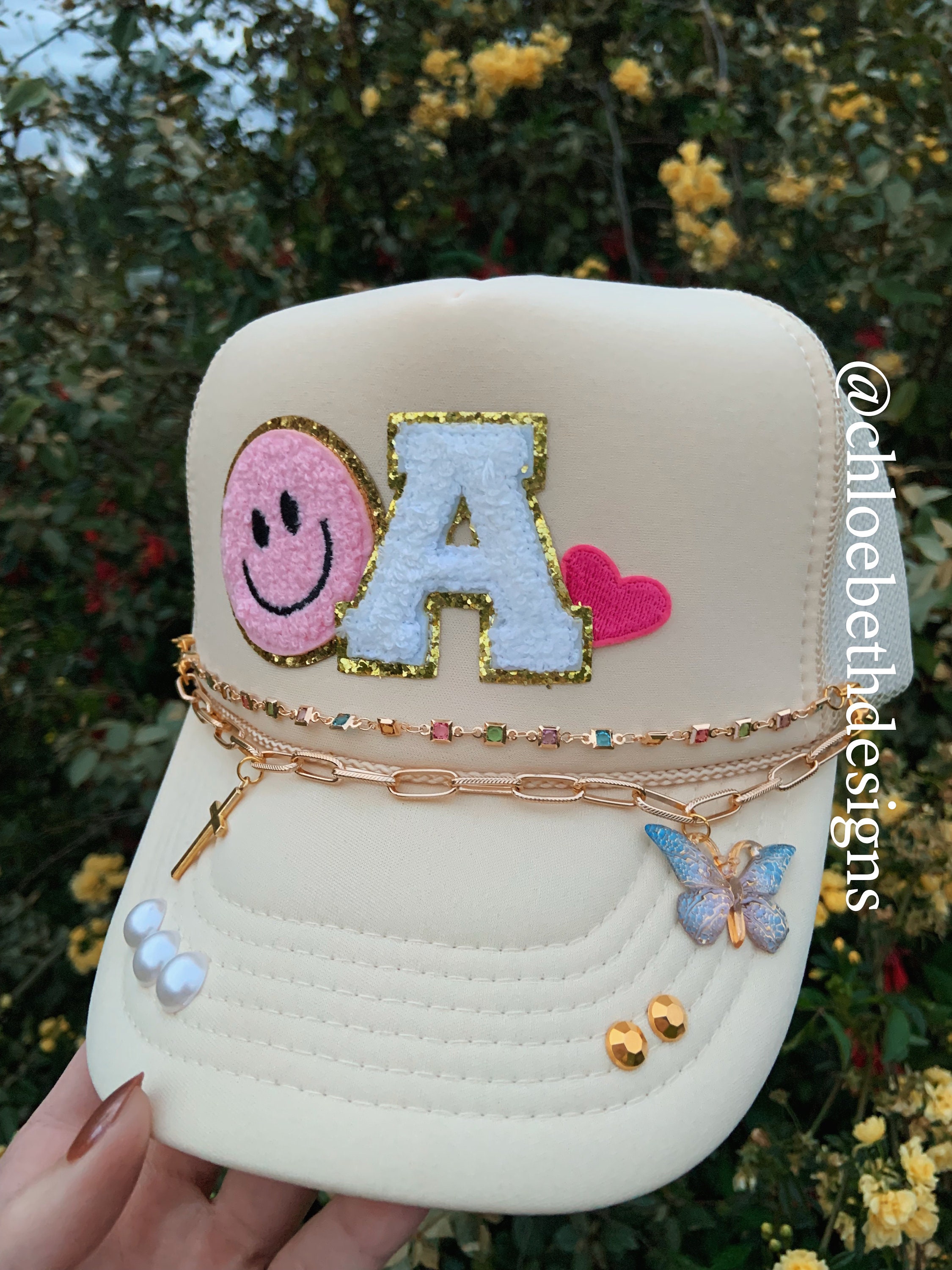 Summertime on My Mind Hat Tan Trucker Hat With Smiley Face, Initial ...