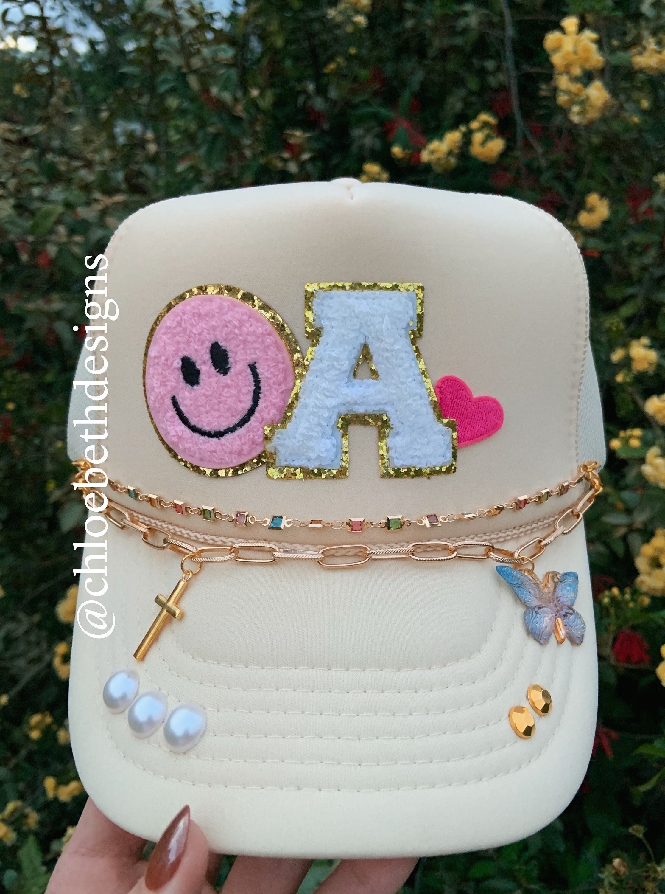 Summertime on My Mind Hat Tan Trucker Hat With Smiley Face, Initial ...