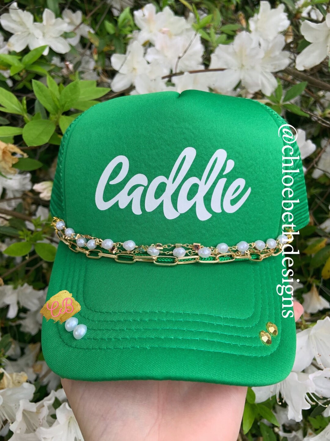 Women's Kelly Green Trucker Hat- Golf Hat, Caddie Hat, Hat Chains ...