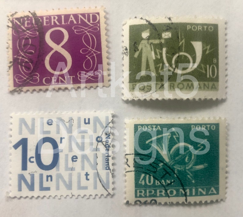 142 Colorful Number Postage Stamps, Printable Instant Download, Digital ...