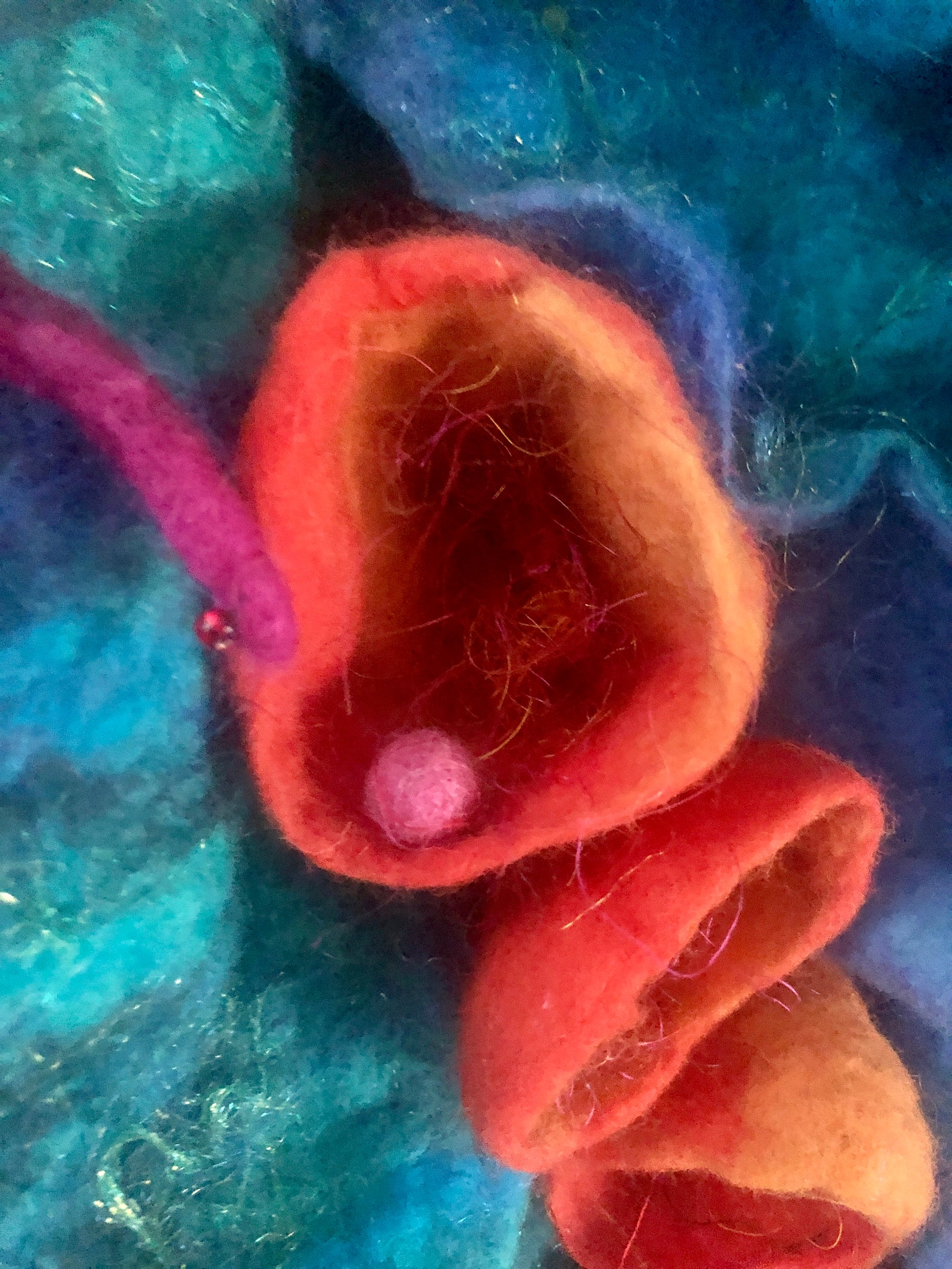 Abstract Ocean Art Wall Hanging, Fabric Decor Water Art, Sea Creatures ...