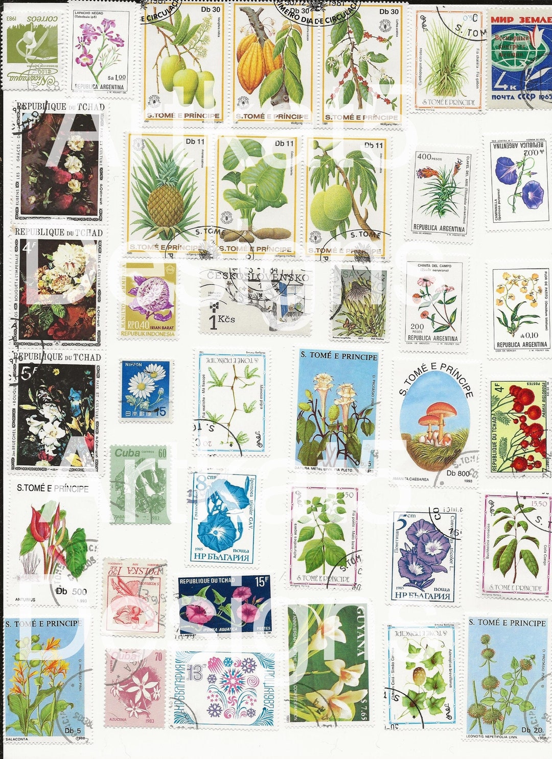 136 Nature Postage Stamps, Printable Instant Download, Digital Ephemera ...