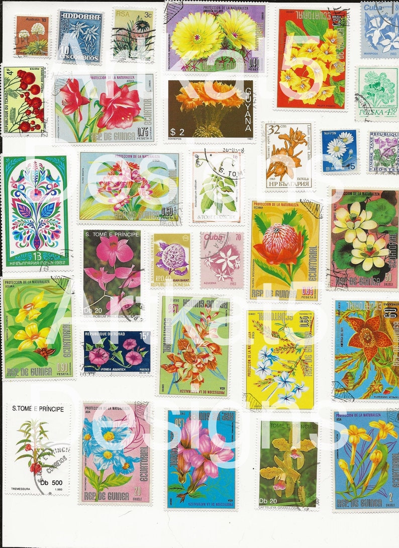 136 Nature Postage Stamps, Printable Instant Download, Digital Ephemera ...
