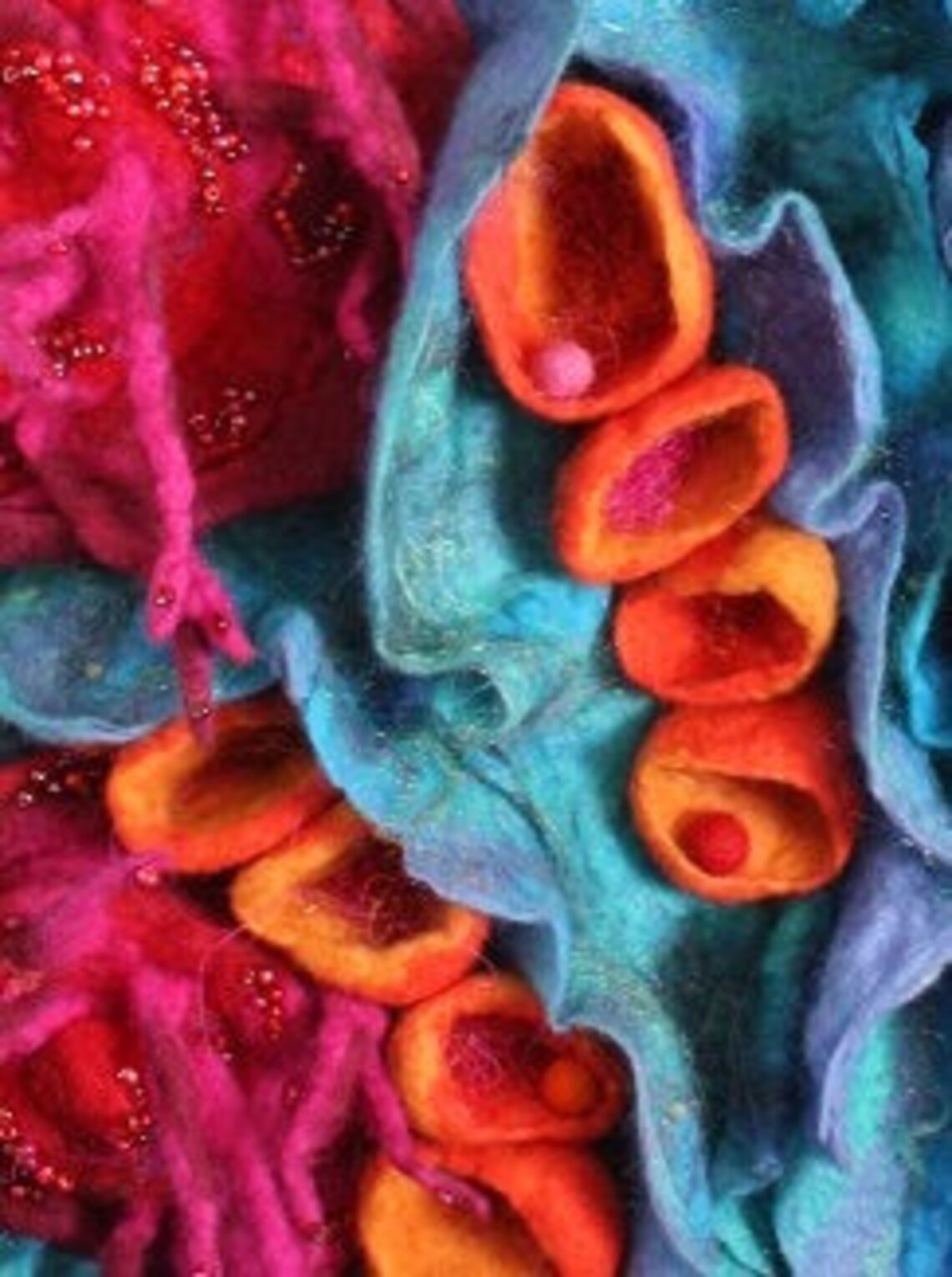 Abstract Ocean Art Wall Hanging, Fabric Decor Water Art, Sea Creatures ...