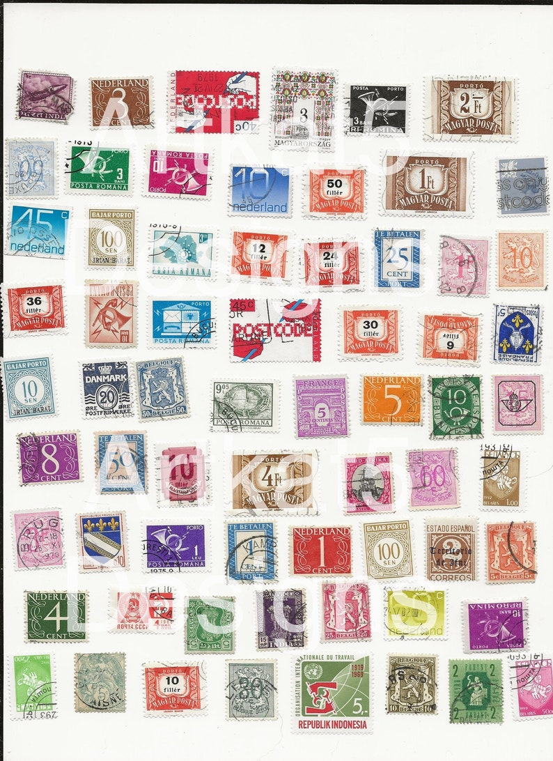 142 Colorful Number Postage Stamps, Printable Instant Download, Digital ...