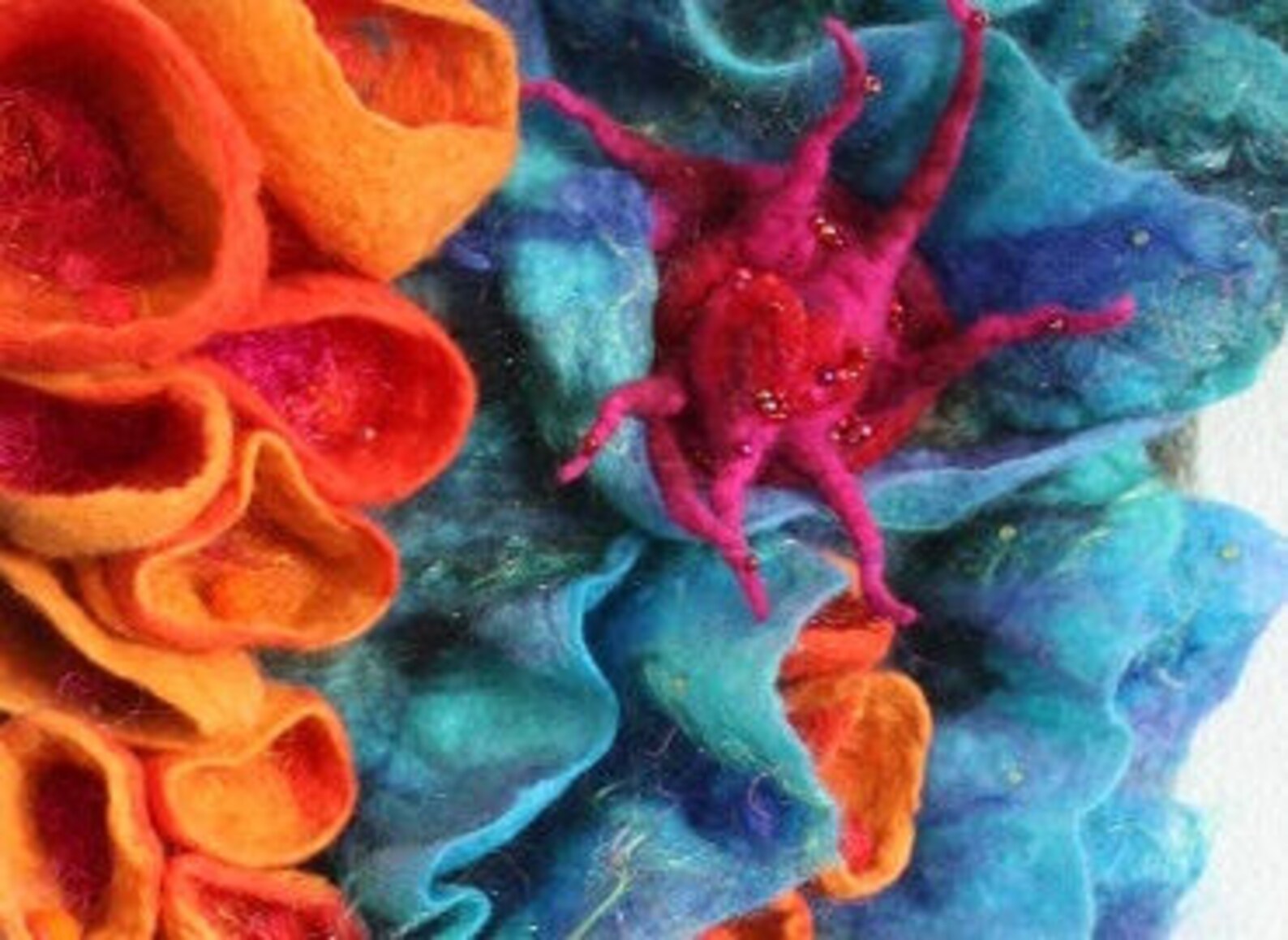 Abstract Ocean Art Wall Hanging, Fabric Decor Water Art, Sea Creatures ...