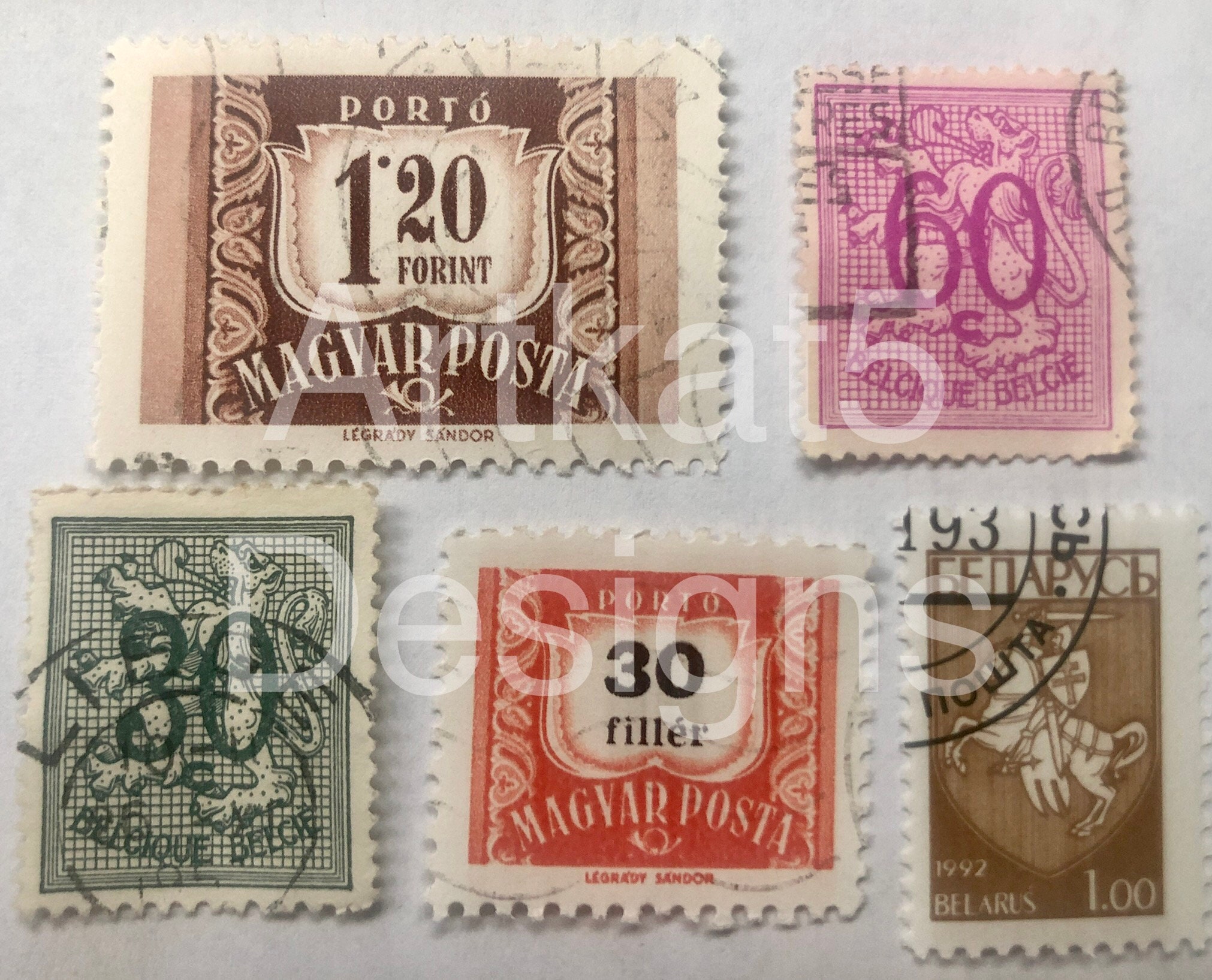 142 Colorful Number Postage Stamps, Printable Instant Download, Digital ...