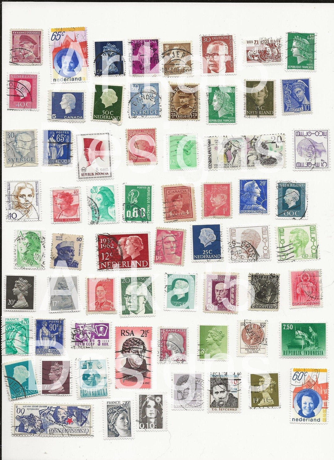 124 Faces, Portraits and Heads Postage Stamps, Printable Instant ...