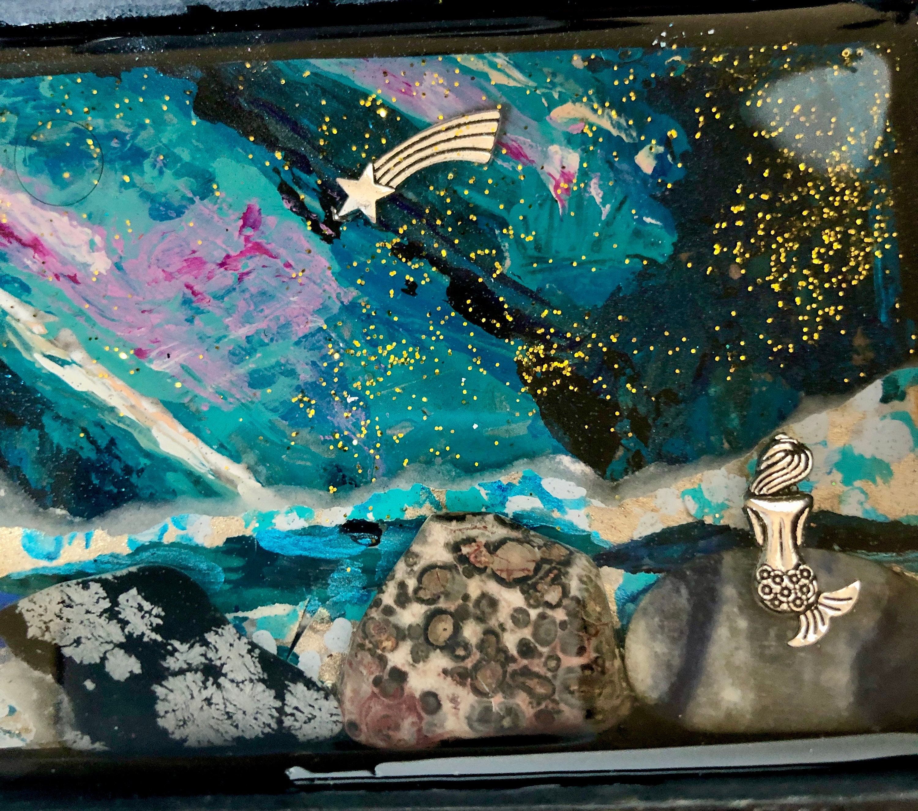 playful seascape artist original resin landscape mixed media collage ...