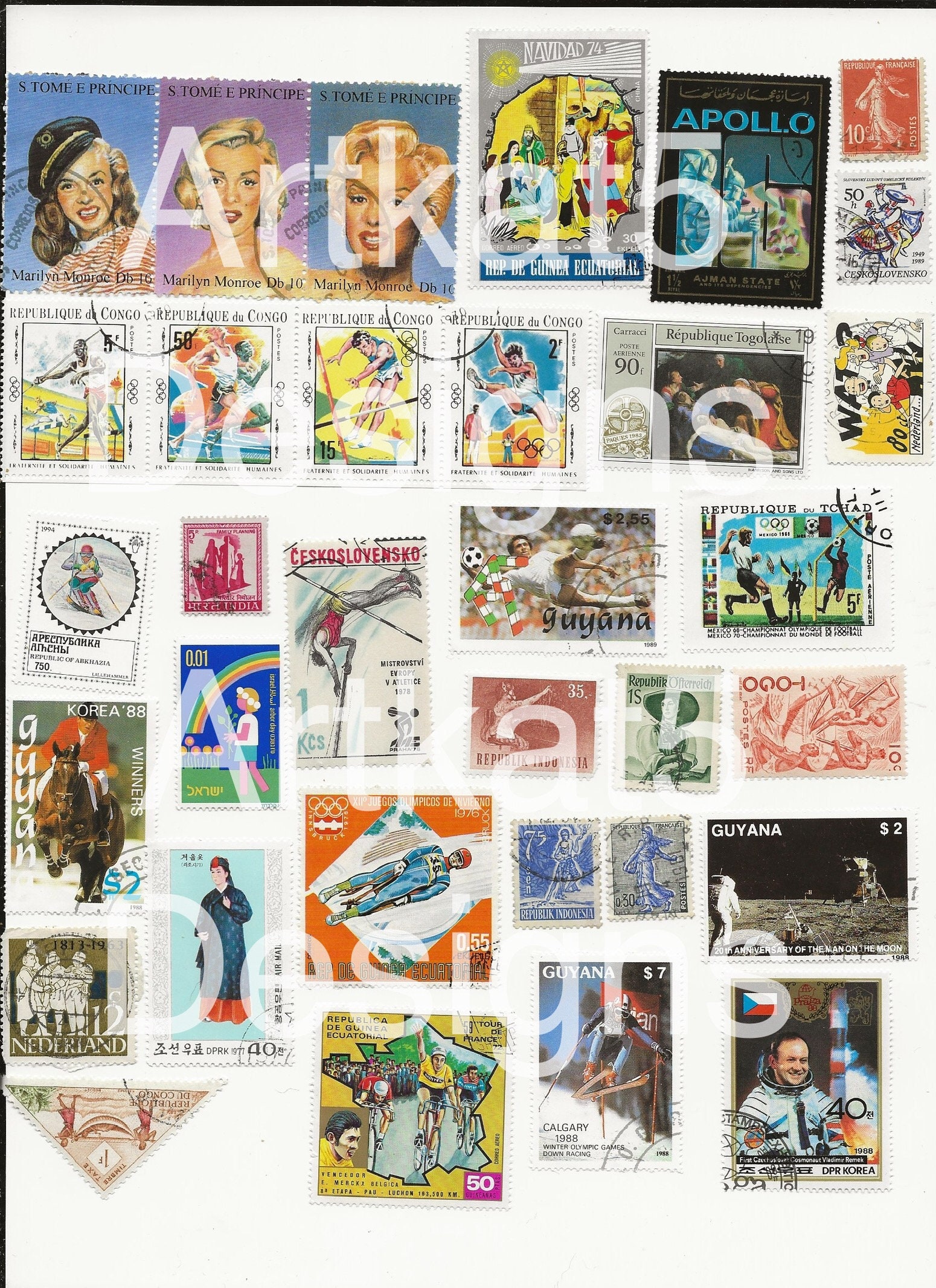 135 People Figures Postage Stamps, Printable Instant Download, Digital ...