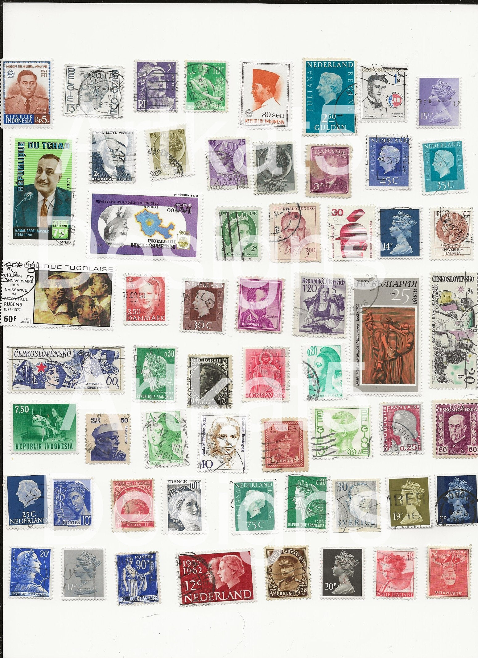 124 Faces, Portraits and Heads Postage Stamps, Printable Instant ...