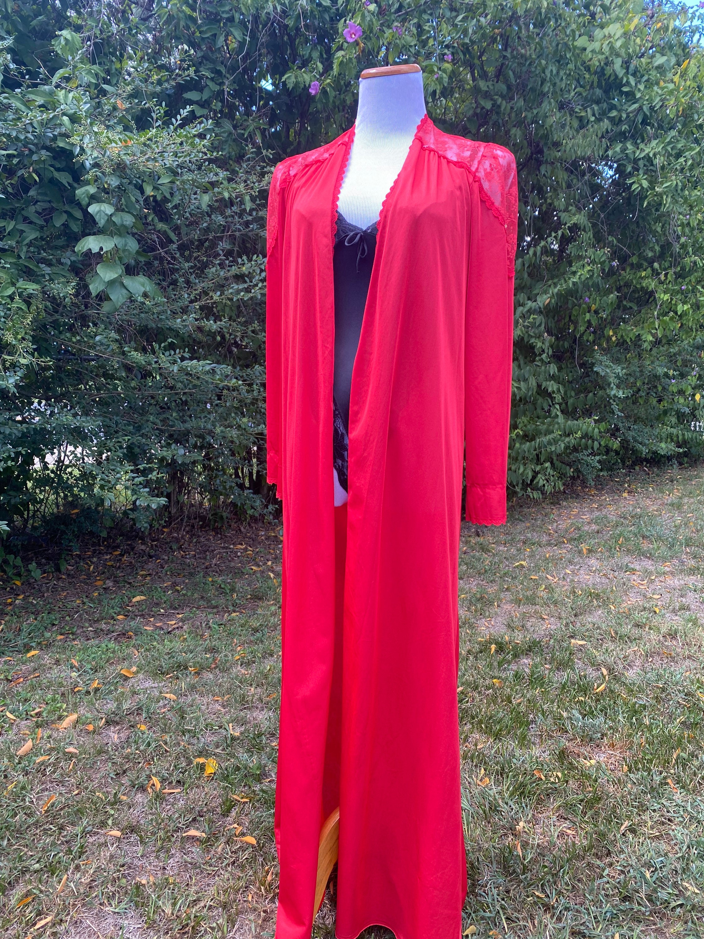 1980s Cherry Red Lingerie Robe - Etsy