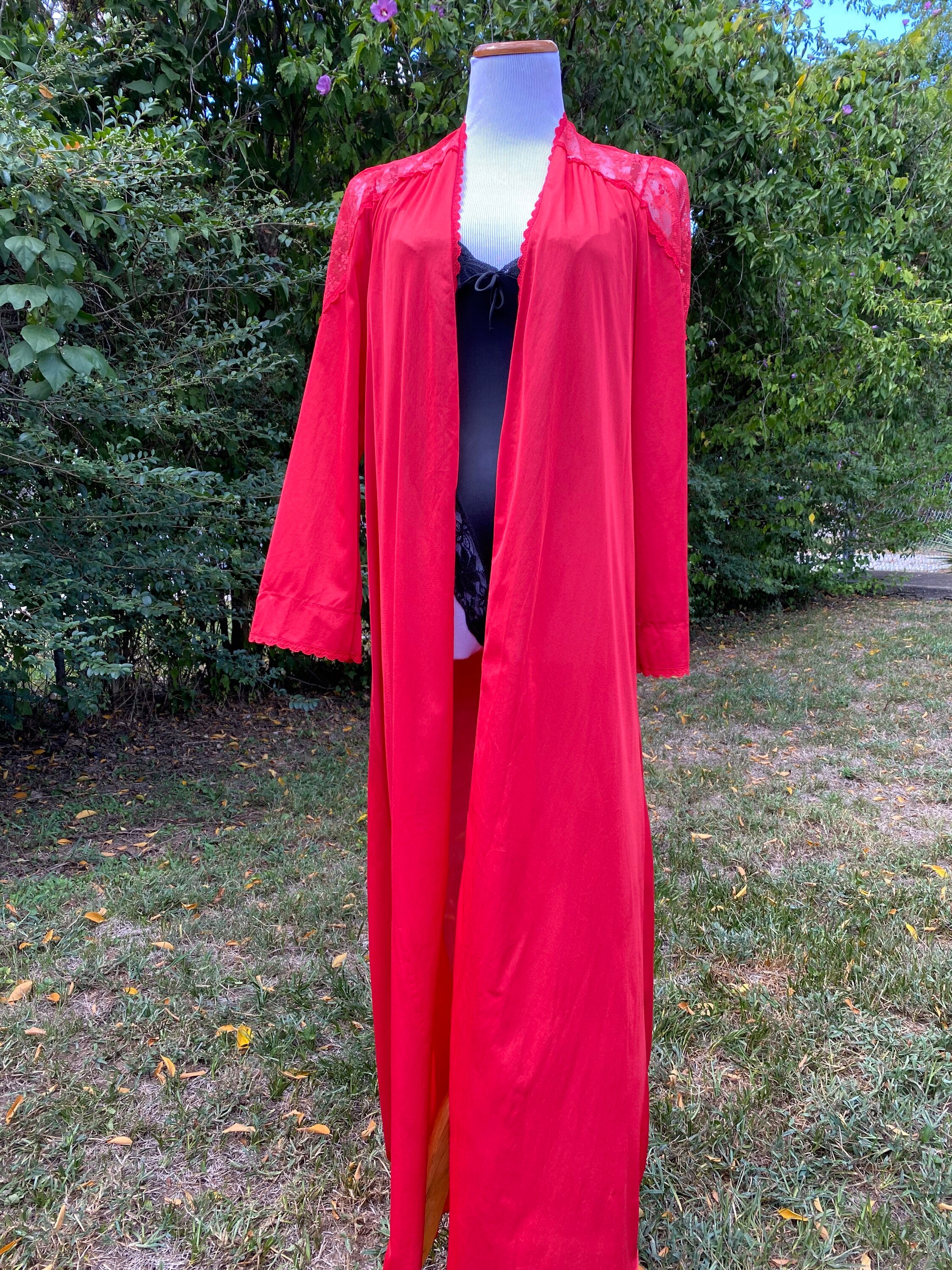 1980s Cherry Red Lingerie Robe - Etsy