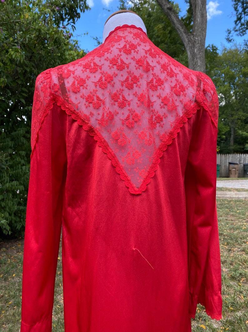 1980s Cherry Red Lingerie Robe - Etsy