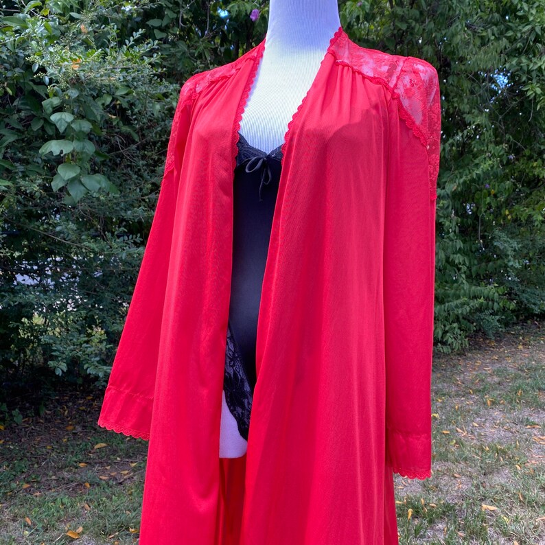 1980s Cherry Red Lingerie Robe - Etsy