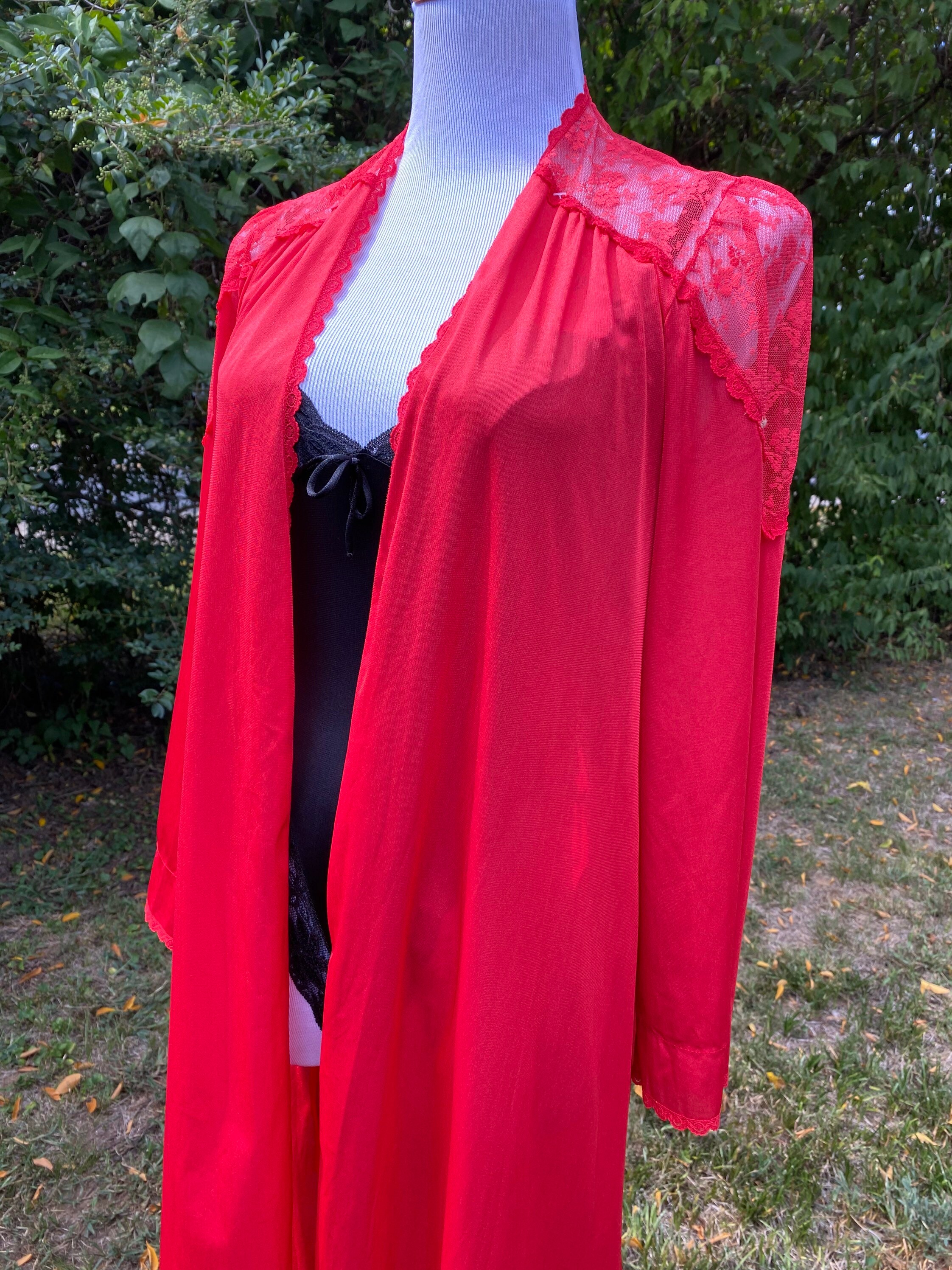 1980s Cherry Red Lingerie Robe - Etsy
