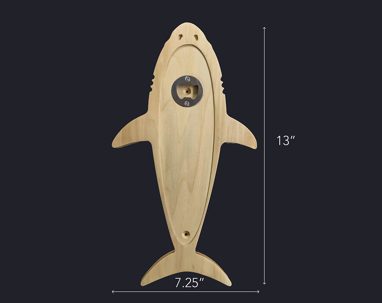 The Wooden Shark Bottle Opener! Wall Mounted With Magnetic Cap Catcher ...