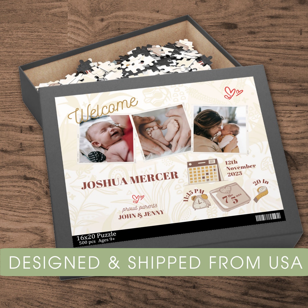 Baby Stats Gift for New Parents Custom Birth Stats Puzzle Personalized ...