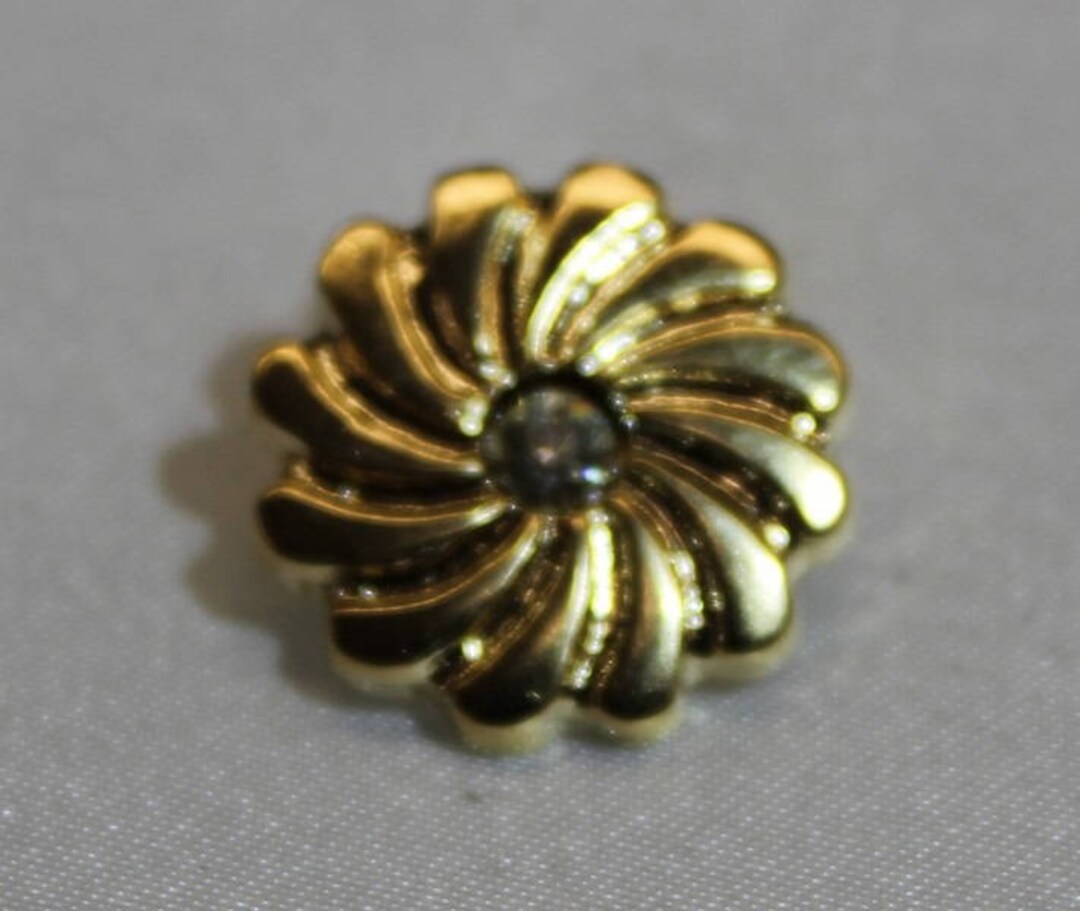 Central Rhinestone Flower Jewel Button in Gold Metal 18 Mm, Super ...