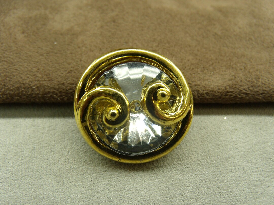 BOUTON bijou en STRASS à queue,28 mm de diamètre,or,peut être détourné ...
