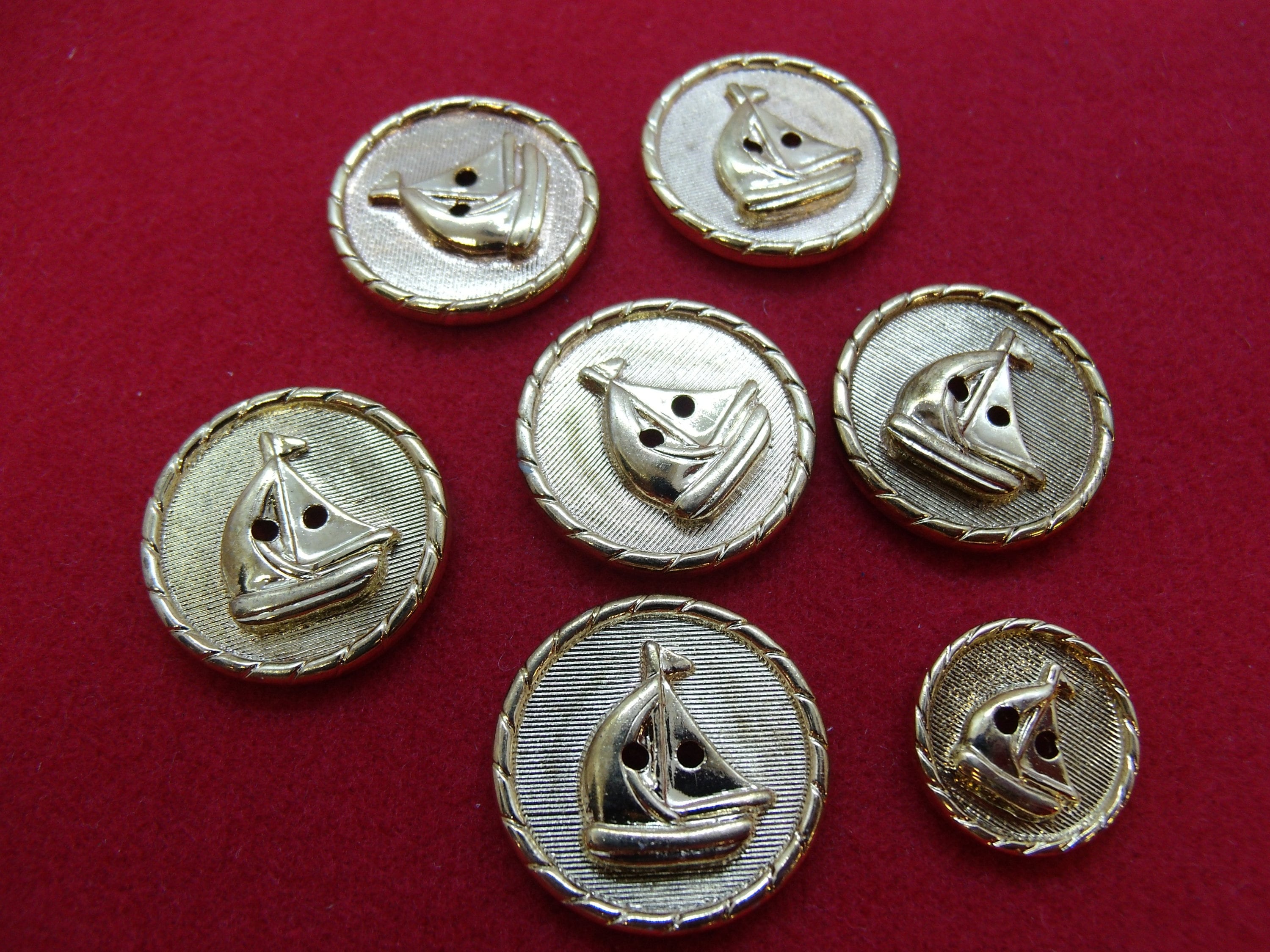Golden Acrylic Button Small Boat Pattern, Has 2 Holes, 25 Mm,,sold by 6 ...