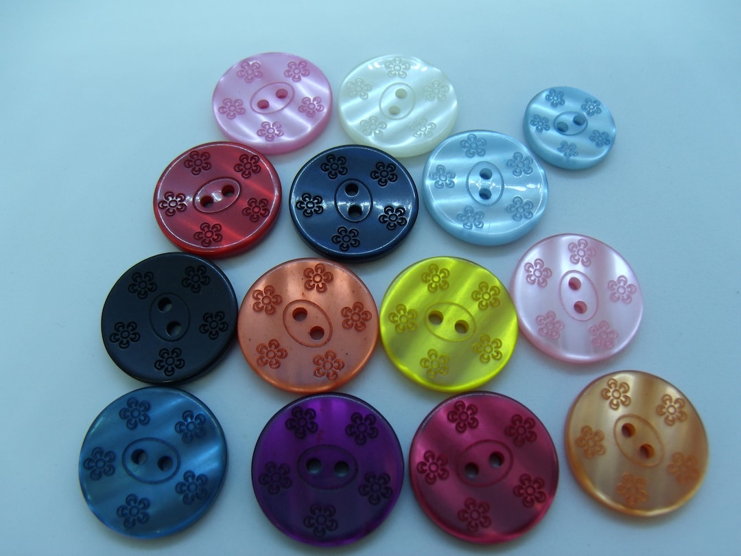 Acrylic Button With Small Flower Pattern 18 Mm - Etsy