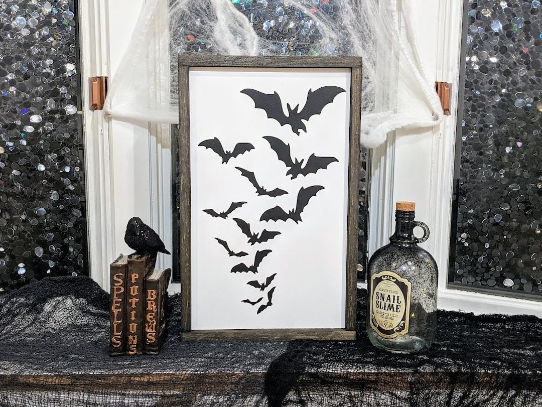 Bats Sign Wood Framed Sign Farmhouse Wall Décor - Etsy