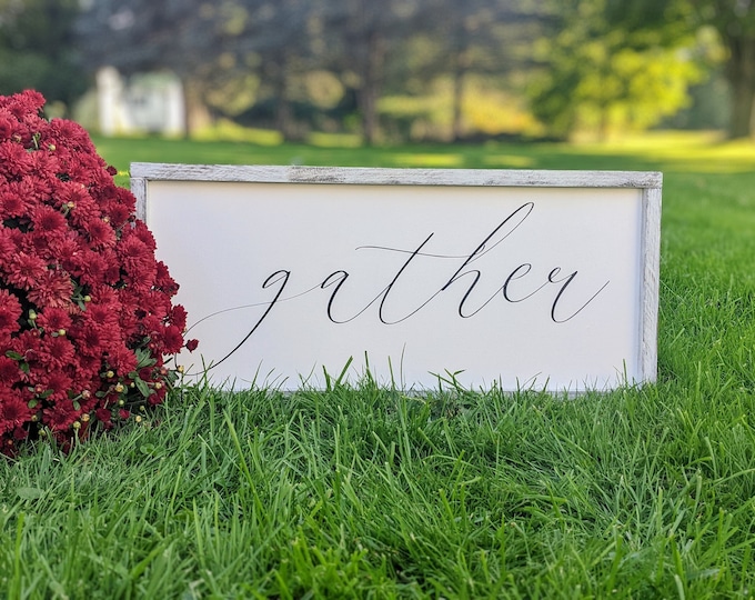 Gather Sign, Gather Wood Sign, Gather Wall Decor, Thanksgiving Decor ...
